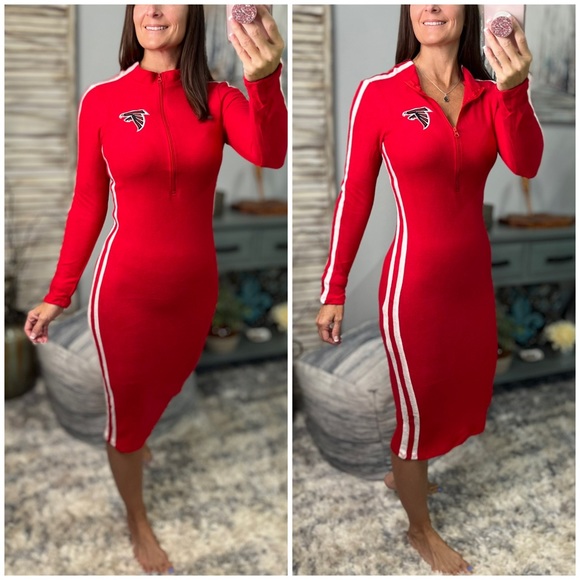 Dresses | Atlanta Falcons Sporty Striped Bodycon Hacci Long Sleeve ...